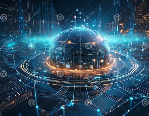 Abstract Digital World Illustration With Interconnected Nodes And