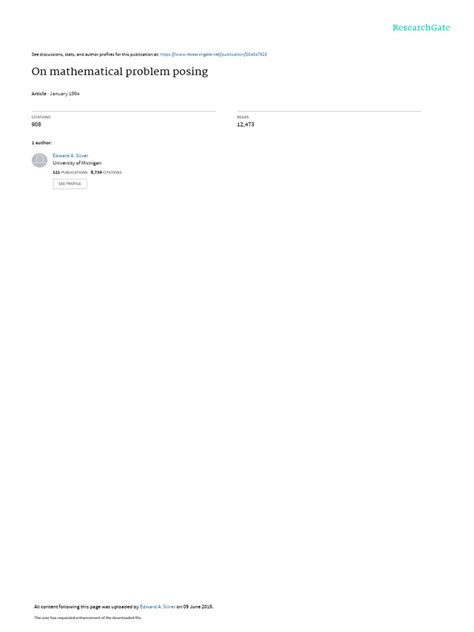 On Mathematical Problem Posing Pdf National Council Of Teachers Of