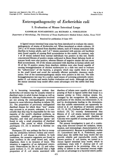 Pdf Enteropathogencity Of Escherichia Coli I Evaluation Of Mouse