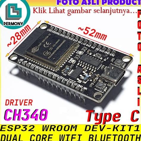 jual esp32 ch340 wroom devkitc 2 4ghz dual core wifi bluetooth type c