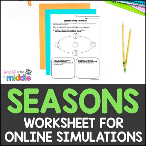 Seasons Activity Online Simulation Worksheet Bright In The Middle