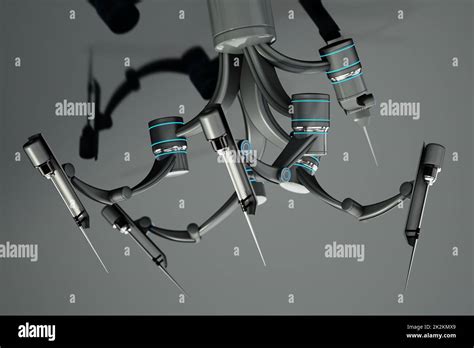 Robotic Arms For Robotic Assisted Surgery Isolated On Gray Background