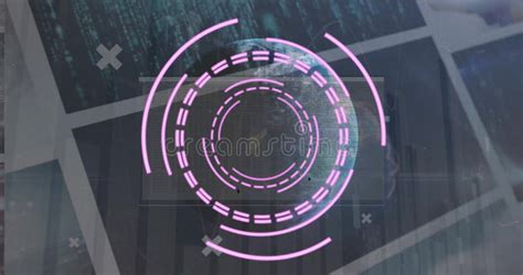 animation of pink scanner over processing data on interface screens