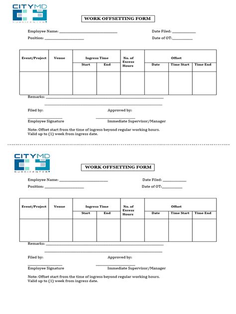 Offsetting Form Pdf