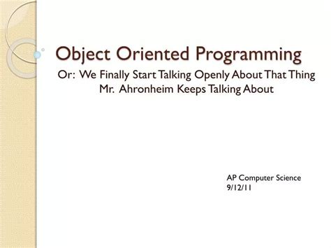 Ppt Understanding Object Oriented Programming A Black Box Approach
