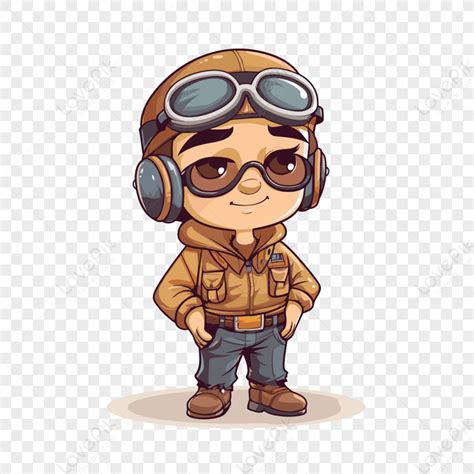 Hình ảnh Phi Công Clipart Phim Hoạt Hình Phi Công Dễ Thương Với Thiết Bị Phi Công Vectơ Nhân Vật