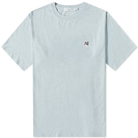 Maison Kitsuné Mens Grey Fox Head Patch Classic T Shirt In Blue Haze