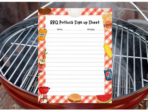Editable Bbq Potluck Sign Up Sheet Etsy
