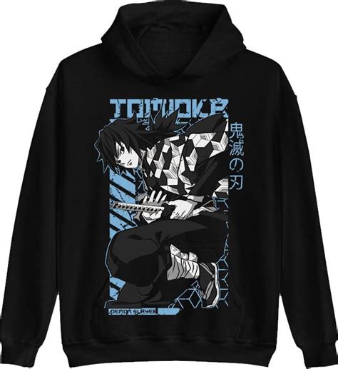 Vintage Anime Streetwear Hoodie Japanese Graphic Pullover Blue