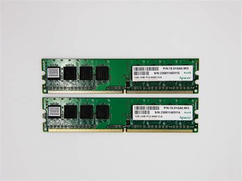 Оперативная память Apacer DIMM 2Gb (2*1Gb) DDR2-800MHz PC2-6400 CL5 (78 ...