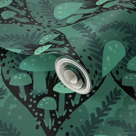 Forest Microbiome Monochromatic Green Wallpaper Spoonflower