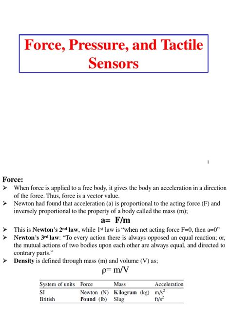 Force Sensors Pdf Force Pressure Measurement