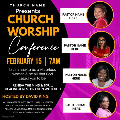 Church Worship Conference Flyers Template Postermywall