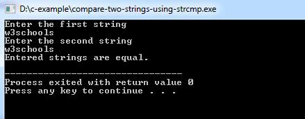 C Program to Compare Two Strings Using strcmp
