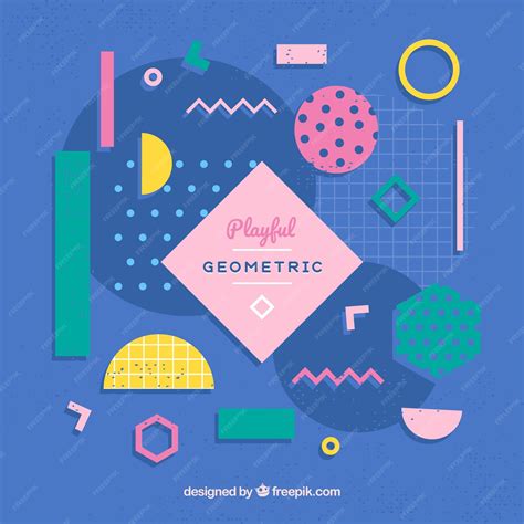 기하학적 형태와 화려한 배경 무료 벡터