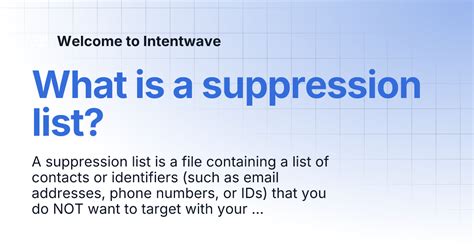 What Is A Suppression List Welcome To Intentwave