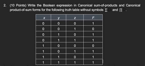 Solved 10 ﻿points ﻿write The Boolean Expression In