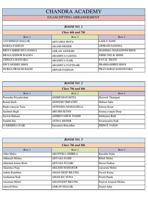 Exam Seating Arrangement New Pdf