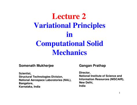 Lectures In Fea Fundamentals Lecture 2 V Variational Principles In