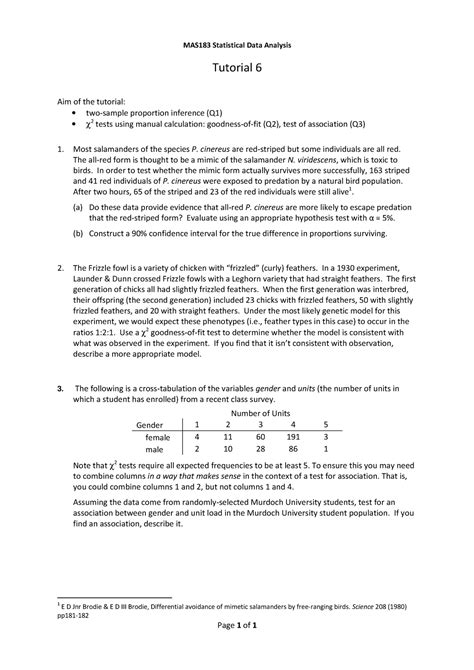 Tut 6 Tut 6 Questions MAS183 Murdoch Studocu