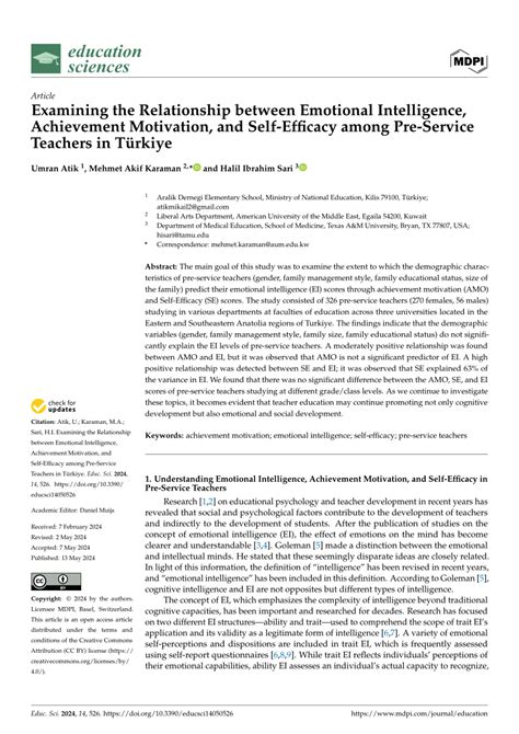 Pdf Examining The Relationship Between Emotional Intelligence Achievement Motivation And