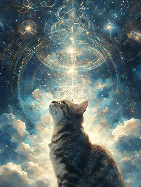 猫咪仰望星空插画图片下载 正版图片601359805 摄图网