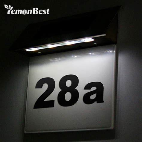 Stainless Steel Solar Powered LED House Number Lamp Outdoor Door Outdoor Wall Sign Light Sensor
