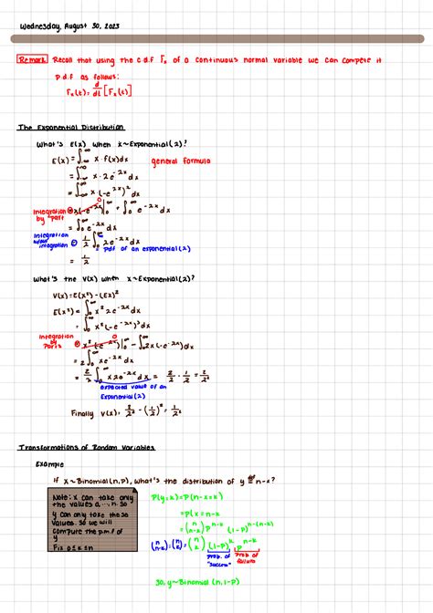 Exponential Distribution And Transformation Of Random Variables Wednesday August 30 2023