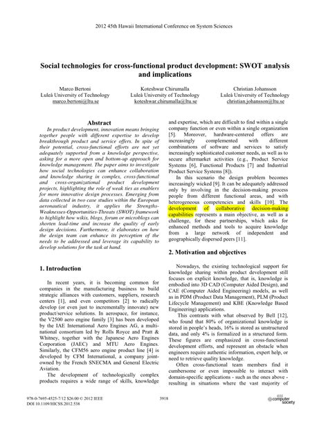 Pdf Social Technologies For Cross Functional Product Development