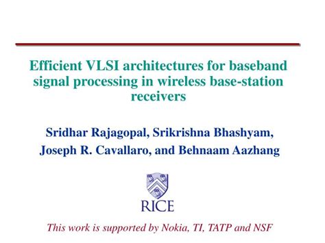 Ppt Efficient Vlsi Architectures For Baseband Signal Processing In
