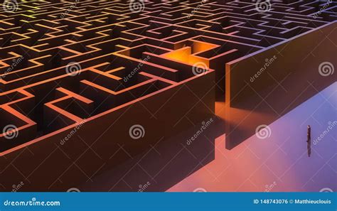 man in suit standing in front of a rectangular maze entrance aerial