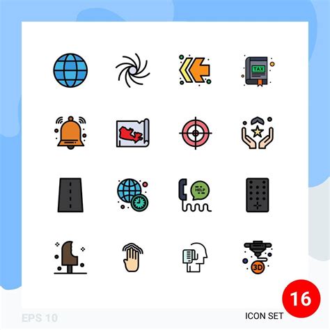 16 User Interface Flat Color Filled Line Pack Of Modern Signs And