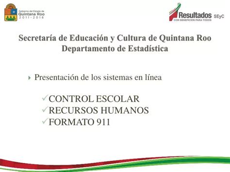 PPT - Secretaría de Educación y Cultura de Quintana Roo Departamento de ...