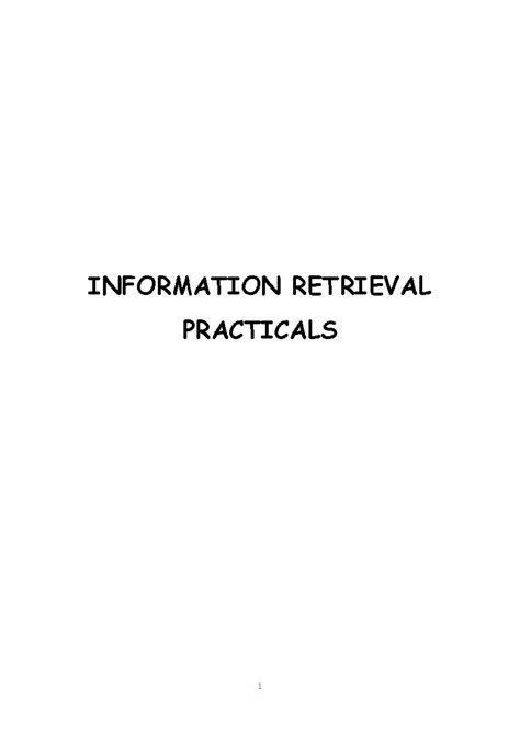 Information Retrieval Practicals 1 Comprehensive Guide To Ir
