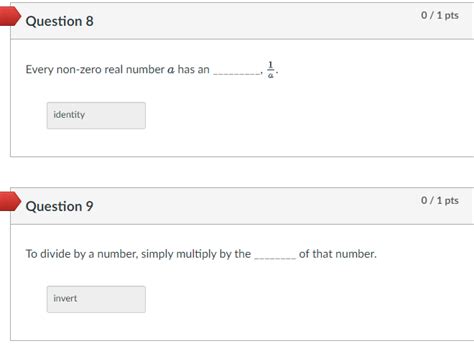 solved question 8 0 1 pts every non zero real number a has