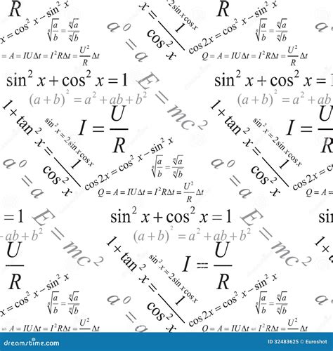 Trigonometry Algebra And Physics Formulas Seamless Patte Stock Vector