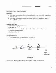 Understanding DC Fundamentals Lab The Switch Operation Course Hero