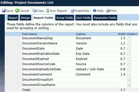 Report Fields