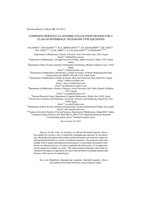 Pdf Composite Bernoulli Laguerre Collocation Method For A Class Of