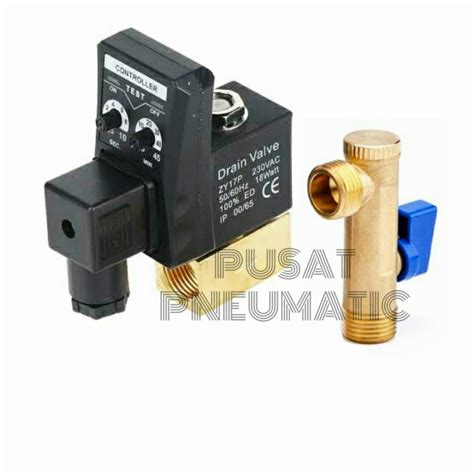 Electric Solenoid Valve Timer Auto Drain 16bar 230 Vac Split Body 12 Inch Pusat Pneumatic