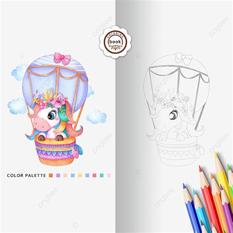 색칠하기 책 일러스트 귀여운 조랑말 열기구 색칠 카드 클립 아트 흑백 채색 카드 초안 Png 일러스트 및 Psd 이미지 무료 다운로드 Pngtree