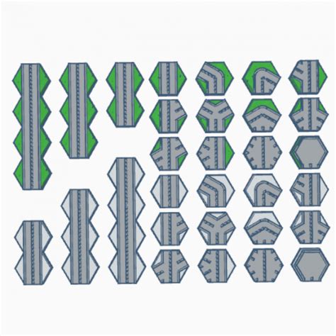 3d Printable Hex Map Scale Road Tile Set By Wargame Forge