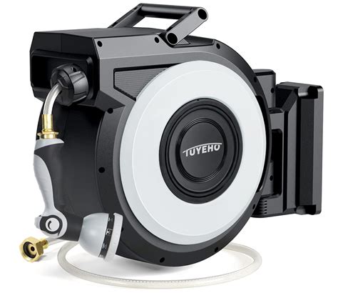 Tuyeho Retractable Garden Hose Reel 100ft Wall Mount Heavy Duty
