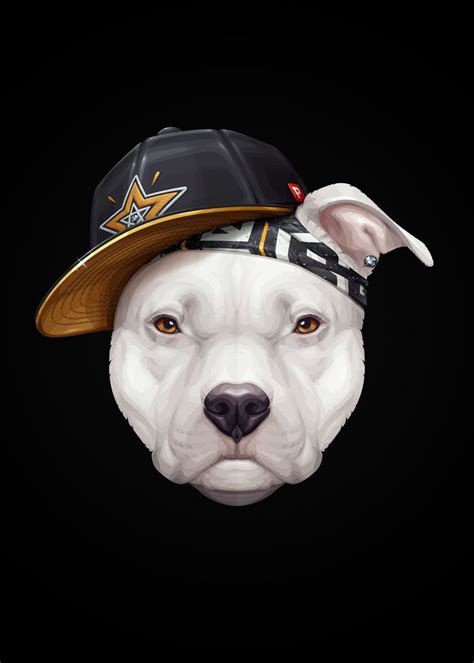 Pitbull Gangsta Poster Picture Metal Print Paint By Stonemask