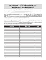 Petition For Decertification Template Rd Removal Of Representative