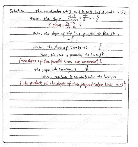 Solved Determine Which Equation Is Parallel To Line Jk And Which Is
