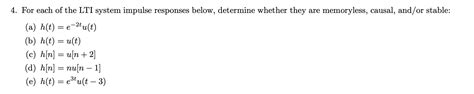 solved 4 for each of the lti system impulse responses
