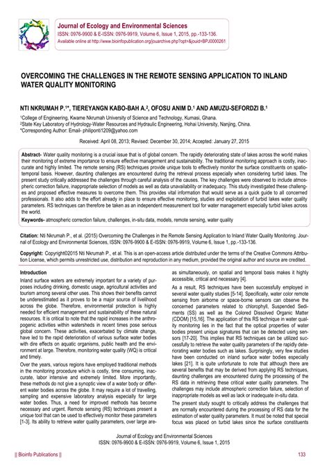 Pdf Overcoming The Challenges In The Remote Sensing Application To