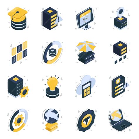 Premium Vector Pack Of Data And Analytics Isometric Icons