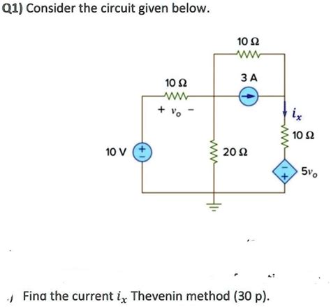 solved text find the current 𝑖𝑥 using thevenin method q1 consider
